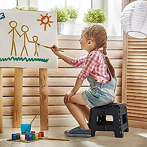 Dyforce Folding Step Stool 9", Durable Kids Heavy Duty Step Stools for Adults, Compact Light-Weight Toddler Step Stool for Kitchen, Bathroom, Holds Up to 300 lbs (Black)