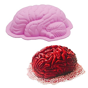 WOPODI Silicone Brain Shape Mold Halloween Humans Brain Cake Molds Realistic Internal Body Organs Fondant Cakes Mould Baking Candy Chocolate Pudding Dessert Jelly Sugar for Halloween Party Props