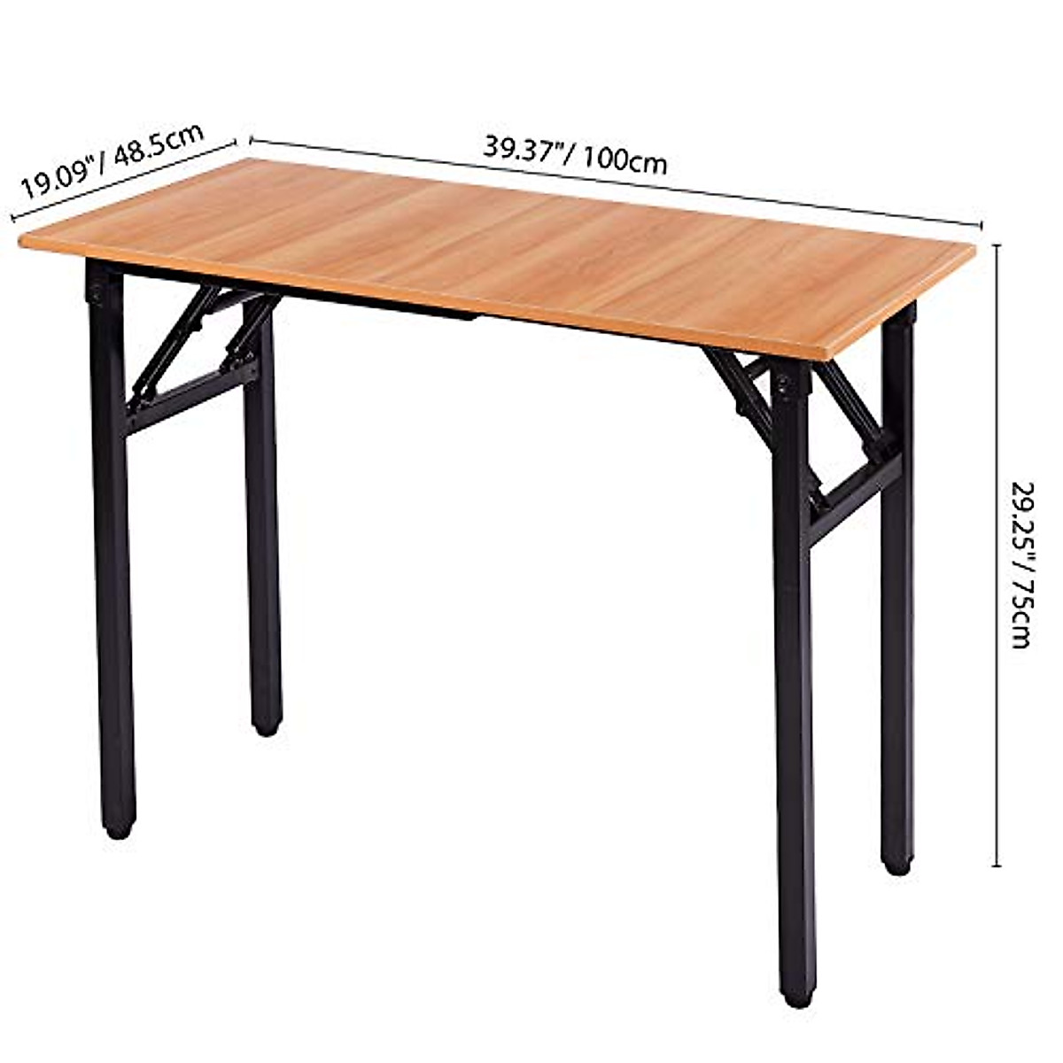 Folding Table Computer Desk, No Assembly Required, Sturdy and Heavy Duty Writing Desk for Small Spaces, Brown