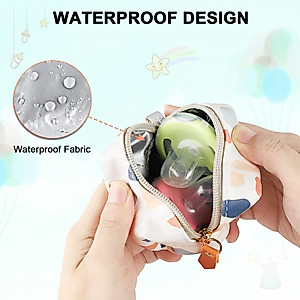 Baby Pacifier Case with Clip, Baby Pacifier Holder Pouch Box for Diaper Bag, Holds 2 Pacifiers for Travel Outdoor Activities, Small Baby Utensils,Colorful Stone