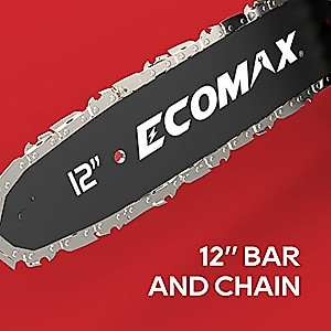 Ecomax Cordless Chainsaw 12-Inch, 18V Electric Chainsaw with 4Ah Battery and Fast Charger, Powerful Chain Saws with Double Safety Switch for Wood Cutting, ideal for Farm Backyard Garden Ranch, ELG05