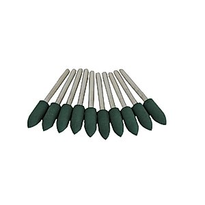 TEMO 10 pc 6 mm (1/4 Inch) Bullet Rubber Rotary Tool Polishing Burr with 3 mm (1/8 Inch) Shank for Dremel Rotary Tools
