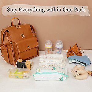 miss fong Leather Mini Diaper Bag Backpack, Small Mini Backpack Purse with Pacifier Holder Case