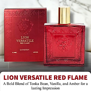 Savage Pour Homme & Lion Versatile Red Flame Cologne for Men, Eau De Toilette Natural Spray, 3.4oz Fl Oz/100ml each Pack of 2