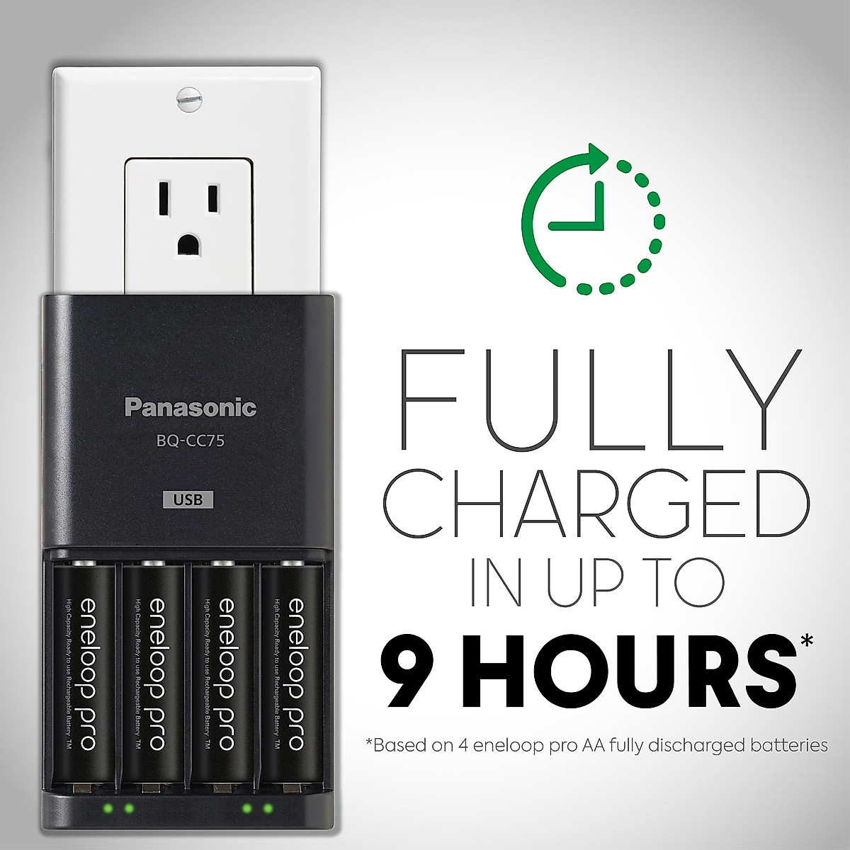 Panasonic BQ-CC75KSBHA eneloop pro Advanced Individual Battery Charger with USB Charging Port, Black
