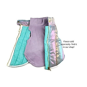 Unicorn Dog Coat, Iridescent Puffer Jacket for Pets, Unicorn Dog Jacket (M 10-15 lbs)