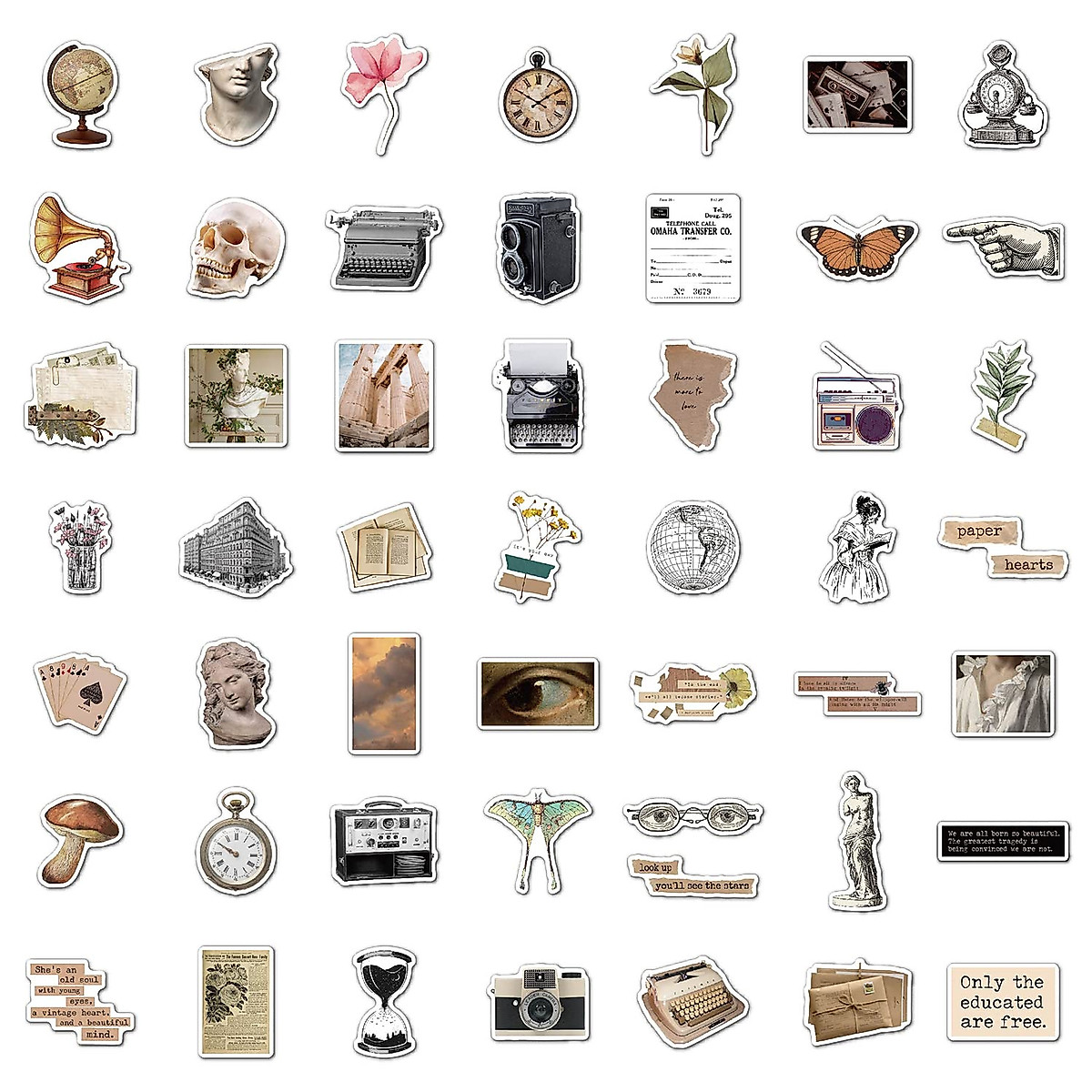 Maxleaf Old Times Vintage Stickers Scrapbook Supplies, Maxeaf 50PCS Nostalgia Retro Stickers for Planner Scrapbooking Laptops Art Journaling Gift Wrapping