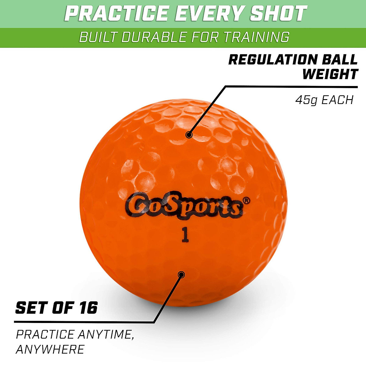 GoSports All Purpose Golf Balls for Play or Practice - Choose 16 or 32 Packs with Tote Bag