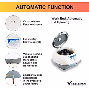 Vision Scientific VS-TC-SPINPLUS-8 Digital Bench-top Centrifuge | 400-5000rpm (Max. 3074xg) | LCD Display | Capacity: 8 x 15ml