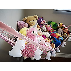 MiniOwls Storage Hammock Stuffed Toys Organizer - Fits 20-30 Plush Animals. Great Mermaid Gift for Girls. Instead of Bins and Toy Chest – Displays Teddies Easily. (Unicorn, Large (Pack of 1)