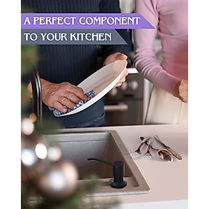 Hoanmpy Kitchen Sink Soap Dispenser,Built in,Stainless Steel(Black Matte), in Counter Soap Dispenser,Pump Set for Dish Soap or Lotion, 17 OZ，in Sink Soap Dispenser