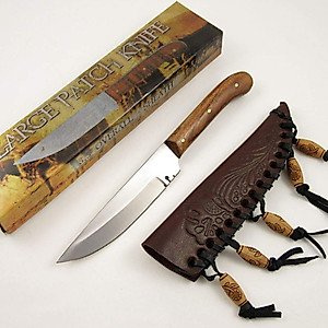 S.S. Fixed Knives 8.5" Native American Style Large Patch HUNTING Tactical Sharp Blade Military Knife with Leather Sheath