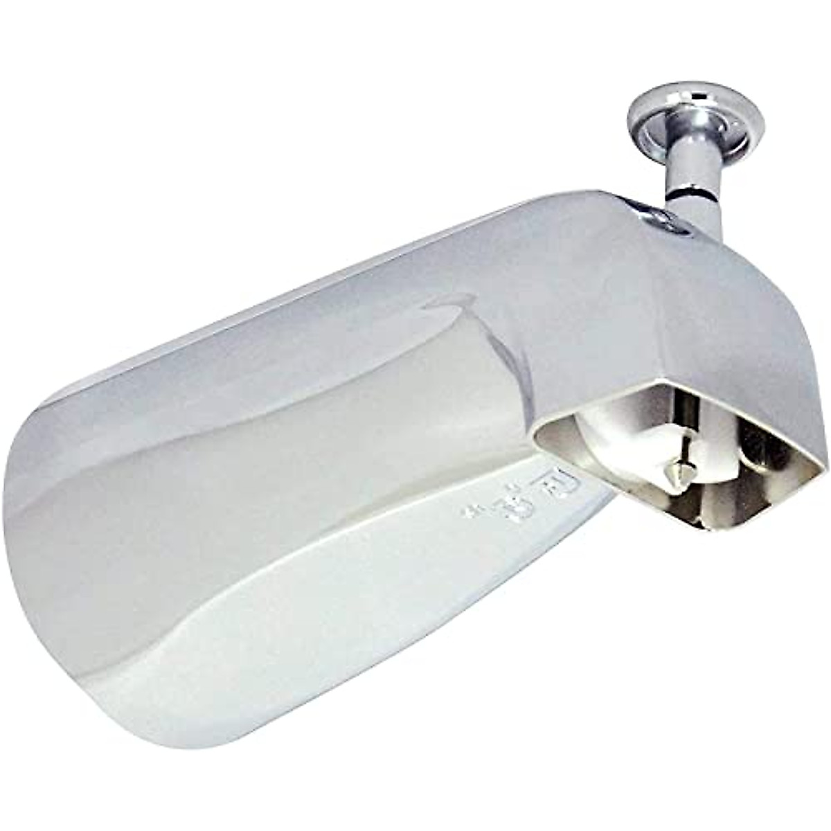Tub Spout with Front Diverter, 1/2 inch IPS Female Front End Thread, 5-1/4 inch Overall Length, for 4 inch to 4-3/8 inch Length Galvanized Pipe Nipple, Polished Chrome Finish