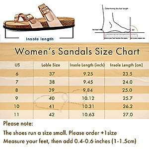 Real Fancy Women's Cork Footbed Sandals with Adjustable Crisscrossing Straps - Slip on Slide Sandals for Women/Ladies, Low Heel Arch Support (Gold,9)