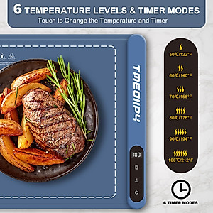 Food Warming Mat - Electric Warming Tray - Silicone Heating Mats for Food, 6 Temperature & Timer Settings, Portable Fast Even Heating trays, Foldable Food Warmer Pad for Party, Buffet, Home Daily Use