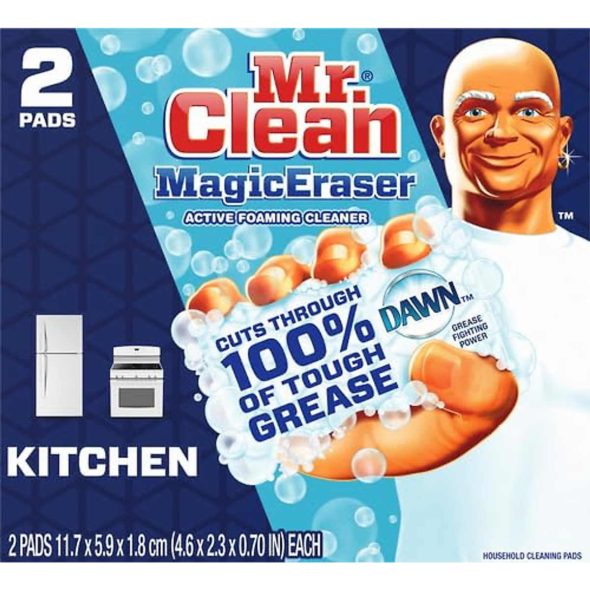Mr. Clean Magic Eraser Kitchen with Dawn, Cleaning Pads with Durafoam, 2 Count