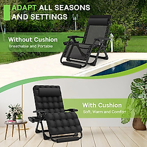 ZENPETIO Oversized Zero Gravity Chair, 33In XXL Zero Gravity Recliner Lounge Chair, Anti Gravity Chair for Indoor and Outdoor, Reclining Camping Chair for Lawn and Patio w/Cushion and Footrest, 500LBS