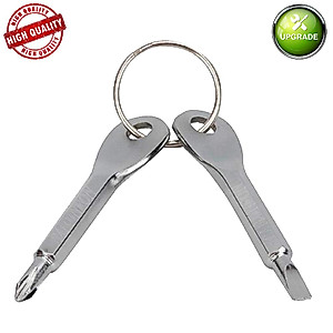 SANJINFON Pocket Screwdriver Dual-purpose: Flat Head Screwdriver & Small Phillips Head Screwdriver Set, Mens Keychain Tool, Mini EDC Keychain Screwdriver Gadgets, Great Gifts for Men Dad Boy (2Pcs SL)