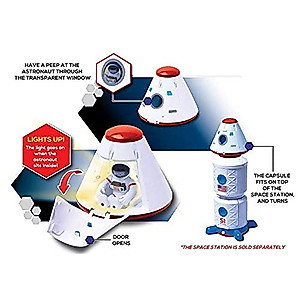 ASTRO VENTURE Space Playset - Toy Space Station & Space Capsule with Lights and Sound & 2 Astronaut Figurine Toys for Boys and Girls