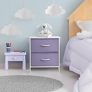 Sorbus Kids Dresser with 6 Drawers and 2 Drawer Nightstand Bundle - Matching Furniture Set - Storage Unit Organizer Chests for Clothing - Bedroom, Kids Rooms, Nursery, & Closet (Purple)