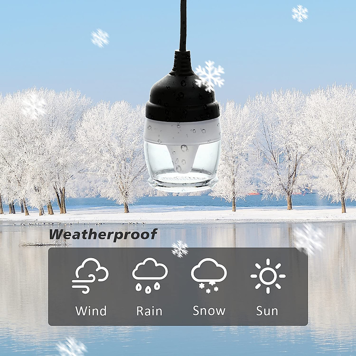 LED Outdoor String Lights, 43FT Patio Lights with 14 RGB Dimmable Bulbs, 16 Light Colors And 12 Modes, IPX65 Waterproof Café LED String Light with 2 Remote Controls, for Home Party, Patio Garden