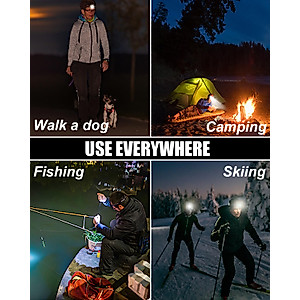 Rechargeable Headlamp, 8 LED Headlamp Flashlight 18000 Lumen 8 Modes with White Red Lights USB Cable, Waterproof Head Lamp for Outdoor Camping Cycling Running Fishing