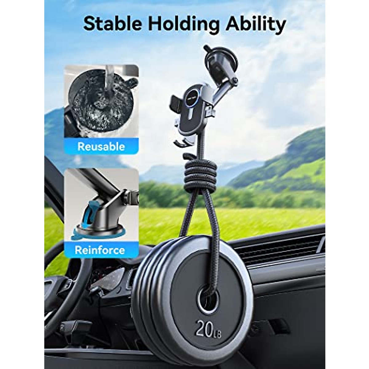 Phone Mount for Car VENTION Vent-Windshield-Dashboard Car Cell Phone Holder Mount 3 in 1 Automobile Cradles Stand suction cup phone holder for car cell phone mount for car cell phone automobile cradles Compatible with iPhone 13 14 Pro Max