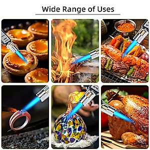 Butane Torch, Lighter Refillable, Torch Lighter with Safety Lock and Adjustable Flame, Blow Torch for DIY Creme Brulee, Baking, Cooking Food, BBQ, Lighter Torch No Gas Included