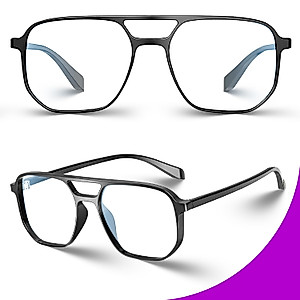 VISOONE Aviator Blue Light Blocking Glasses Oversized Square Lightweight Pilot Nerd Eyewear for Women Men MARION