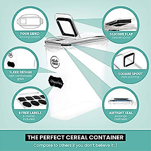 PLASTIC HOUSE Large Cereal Containers Storage Set Dispenser Approx. 4L FITS FULL STANDARD SIZE CEREAL BOX, Airtight Cereal Container Set For Maximum Freshness, BPA-FREE Large Cereal Storage Container