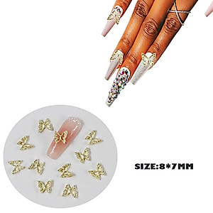 KACHIMOO Gold Butterfly Nail Charms,50 Pieces Nail Charms Nail Butterfly Charms for Acrylic Nails DIY Craft Nail Art Accessories (Gold)