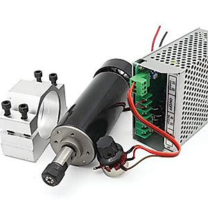 RATTMMOTOR 500W CNC Air Cooled Spindle Motor ER11 12000RPM + Input Voltage AC110V-220V Speed Controller with Power Supply + 52mm Clamp for CNC Router Milling Machine