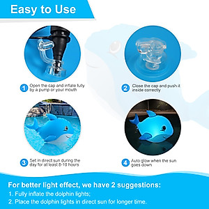 Goallim Solar Floating Pool Lights Dolphin, Glow in The Dark Solar Pool Lights That Float, IP68 Wateproof Inflatable Solar Powered Floating Lights for Pool Pond Wedding Party Decorations - 2PCS