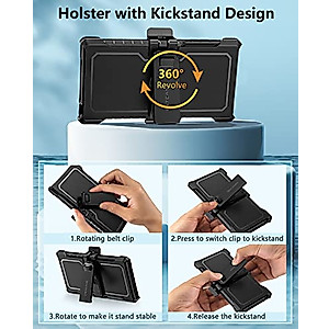 FNTCASE for Samsung Galaxy S23 Ultra Case: Built-in Screen Protector & Kickstand, Extra Front Frame, Full-Body Dual Layer Rugged Belt-Clip Holster Heavy Duty Shockproof Protective Phone Cover-Black