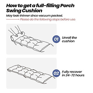 Crestlive Products Outdoor Porch Swing Cushion 60 Inch, Thicker 5" 2-3 Seater Waterproof Outdoor Furniture Cushion Replacement with Fixed Straps for Patio, Lawn, Outdoor, Backyard, Garden