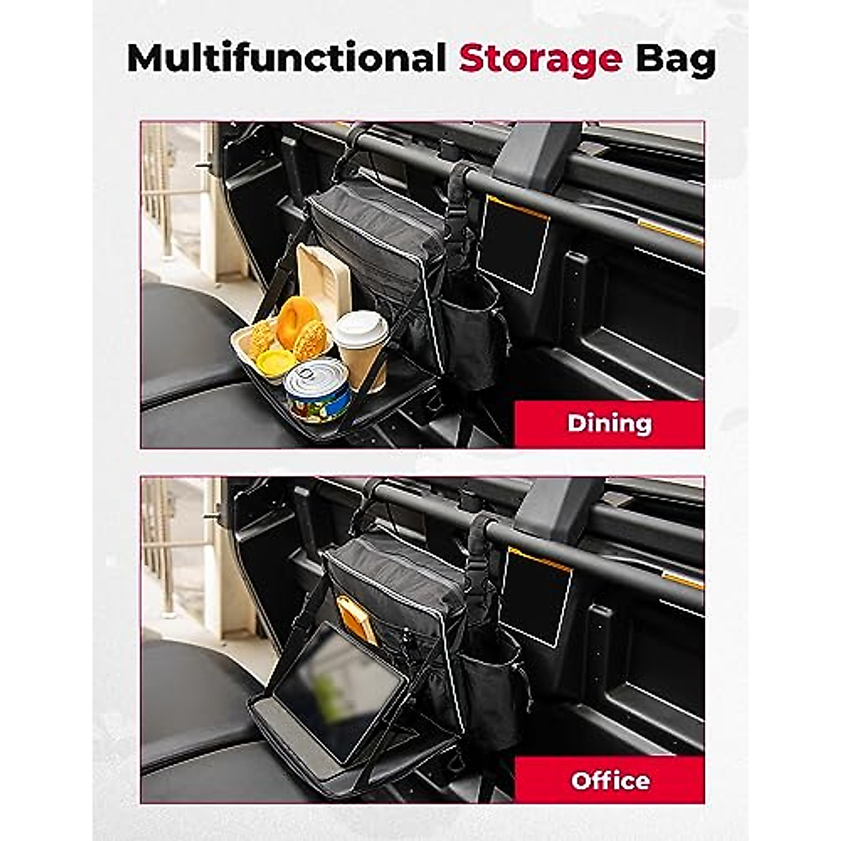 KEMIMOTO UTV Storage Bag Compatible with Pioneer 1000-6 RZR XP 1000 4 Can-Am Defender MAX Water-resistant Backseat Storage Bag 1680D Oxford cloth Backseat Organizers