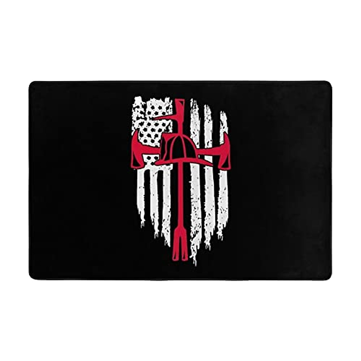 Reflective American Flag Firefighter Thin Red Line Fire Department Area Rug Large Size Family Living Room Bedroom Office Area Carpet 72"x48"