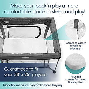hiccapop Pack and Play Mattress Pad for (38"x26"x1") Portable Crib Playpen | Playard Pack N Play Mattress Topper with Travel Carry Bag & Soft Washable Cover