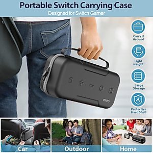 Switch OLED Carrying Case Compatible with Nintendo Switch/OLED Model, Portable Switch Travel Carry Case Fit for Joy-Con and Adapter, Hard Shell Protective Switch Pouch Case with 20 Games, Grey