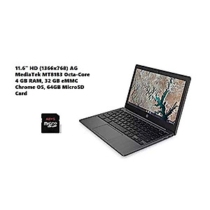 HP Chromebook 11-inch HD Laptop, MediaTek MT8183, MediaTek Integrated Graphics, 4 GB RAM, 32 GB eMMC Storage, Chrome OS (Gray)