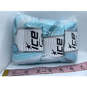 Ice Yarns Picasso 3 Pack - Sea Foam - Pale Aqua, Blues, White Fuzzy with Subtle Sheen Worsted Weight, 3x125 Yards (3x115meters) 3x1.76 Ounces (3x50 Grams)