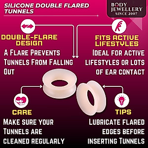 unique gauges ears stretchers eyelets 15/16 Skin Silicone Double Flare Flesh Tunnels Large Plug AFAC Stretching SI04 2Pcs