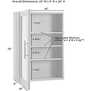 Crosley Furniture Savannah Wall Mounted Bathroom Mirror and Medicine Cabinet, White