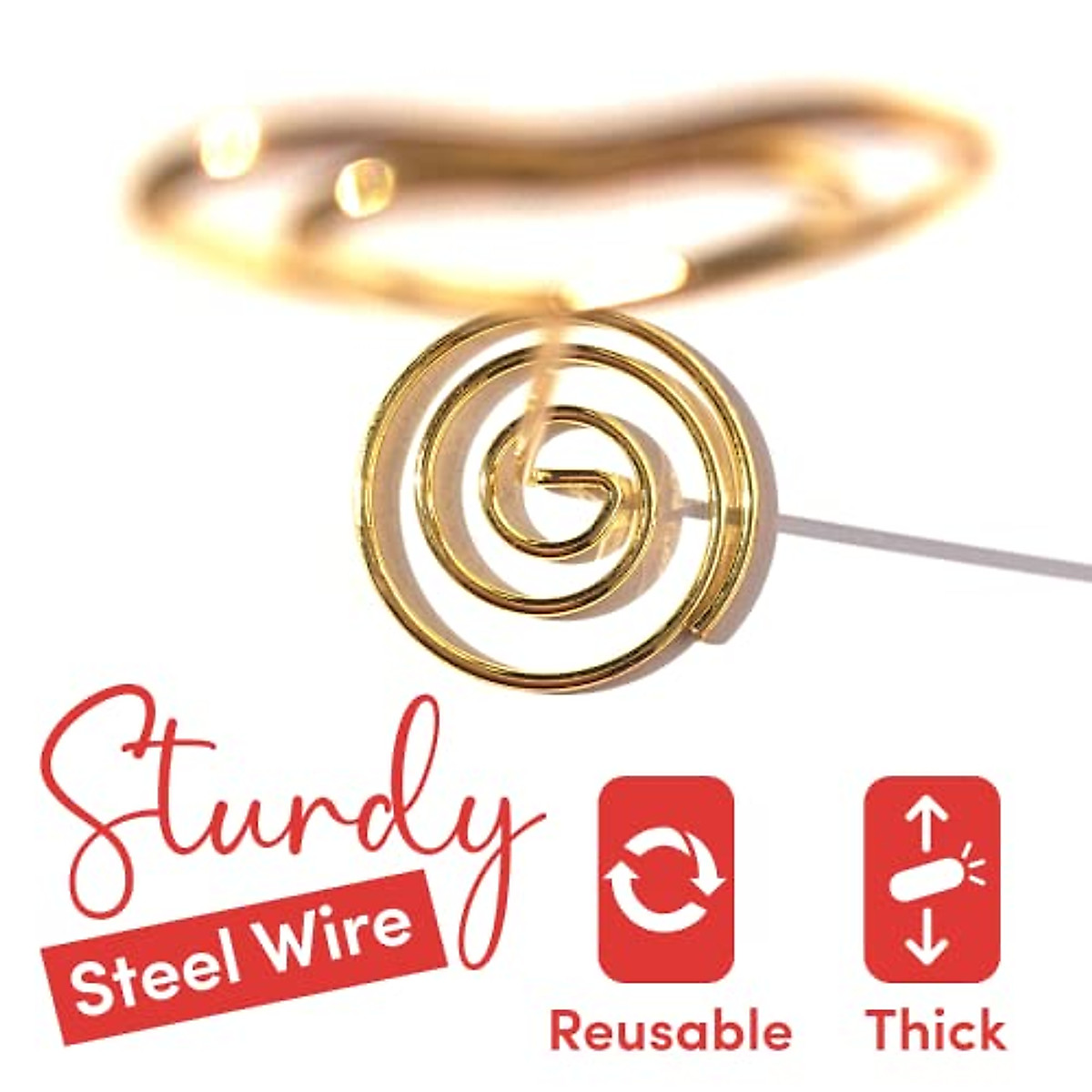 CARDIFY 24 Table Number Holders Gold 3.5 Inches with Customized Place Cards for Wedding Party Home Office Use, Sturdy Place Card Holder Durable to Hold Food Labels, Photos, Memo etc