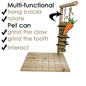 Hamiledyi Bunny Wooden Scratch Board Feet Pad,Rabbit Chew Toys Teeth Grinding Paws Rotatable Pet Play Toy for Chinchillas Guinea Pigs Rabbits Parrots and Other Small Pets