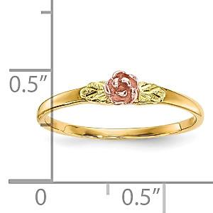 10K Tri Color Black Hills Gold Rose Flower Ring Size 7