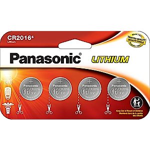 Panasonic CR2016 3.0 Volt Long Lasting Lithium Coin Cell Batteries in Child Resistant, Standards Based Packaging, 4 Pack