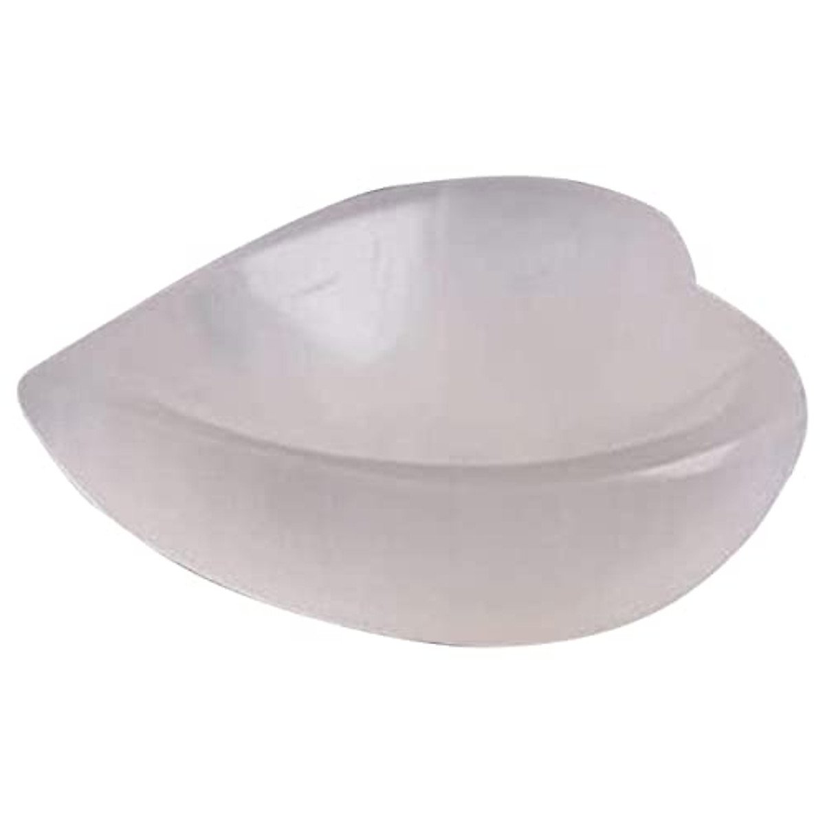 Himalayan Glow Selenite Crystal Heart Shape Bowl 10cm, Reiki Healing Medication & Home Decoration Stone, Ideal for Cleansing and Smudging Plate, White
