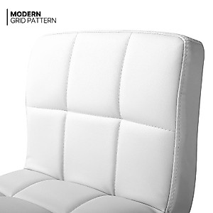 MoNiBloom Barstools Set of 2, Square PU Leather Adjustable Bar Stools with Back, Counter Height Swivel Stool, Barstools for Kitchen Counter, White