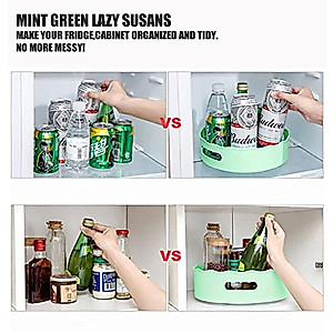Lazy Susan Set of 2, Turntable Organizer Containers, Cabinet Pantry Organizer, Rotating Spice Rack for Kitchen, Fridge, Countertop, Bedroom, Home Office, Bathroom, Size 11.5" and 9.5"(Mint Green)